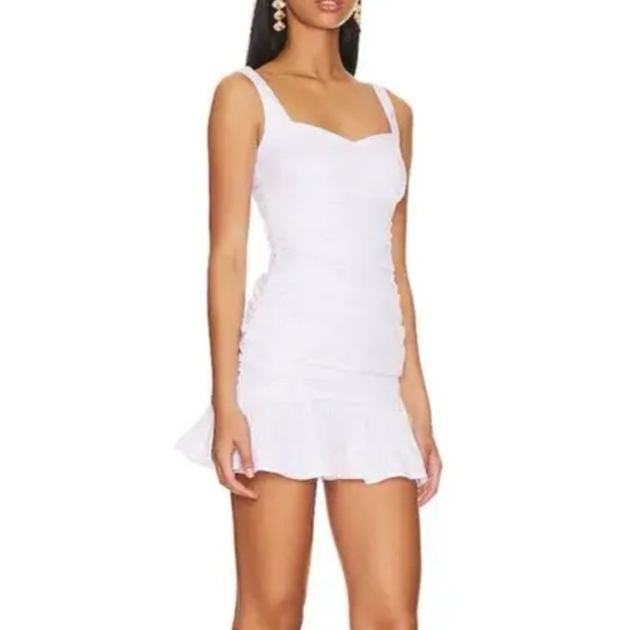 REVOLVE | Dresses | Nwt White Ruched Ruffle Mini Dress Sizesmall | Poshmark